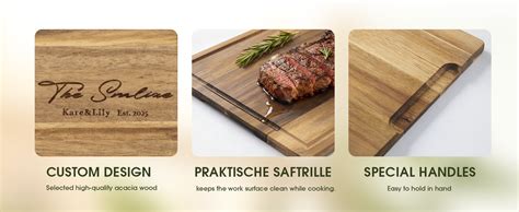 Personalized Acacia Wood Cutting Board Laser Engraved