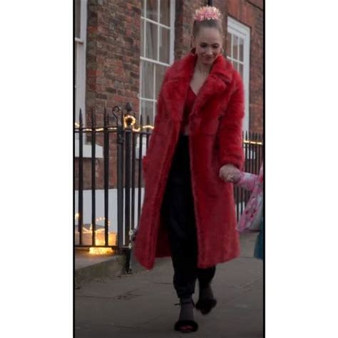 Ted Lasso Keeley Jones Red Coat Juno Temple Fur Coat