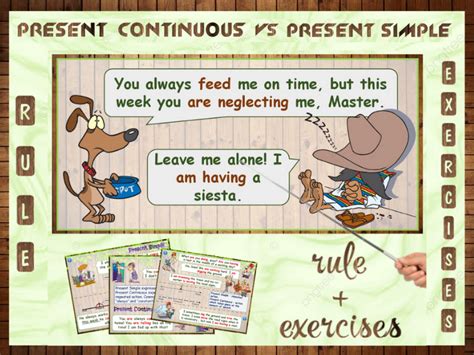 ESL Present Simple Vs Present Continuous PowerPoint Rule Exercises Teaching Resources