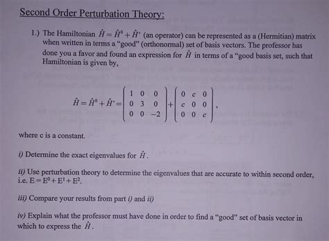 Solved Second Order Perturbation Theory 1 The Hamiltonian