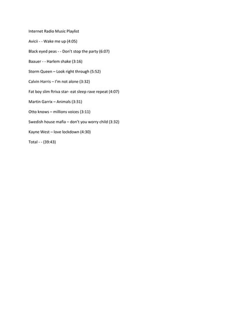 Internet Radio Music Playlist Docx