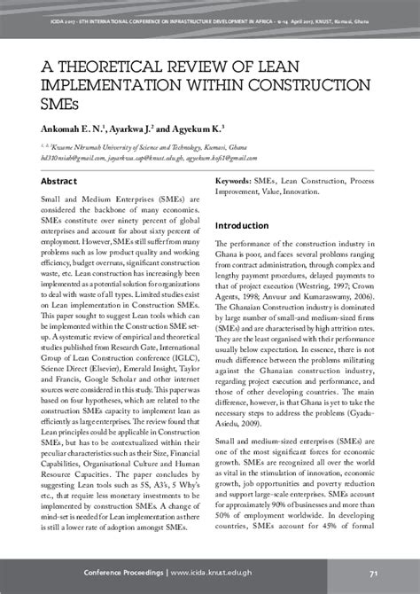 Pdf A Theoretical Review Of Lean Implementation Within Construction Smes