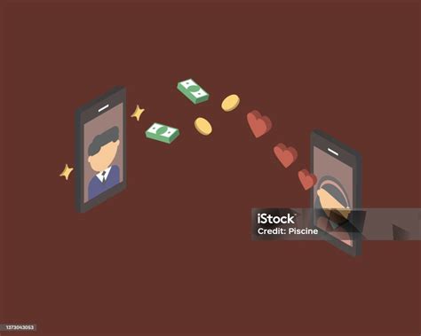 로맨스 사기 또는 범죄와 사랑 사기는 돈을 훔치는 피해자의 애정과 신뢰를 얻기 위해 가짜 온라인 신원을 가지고 데이트에 대한 스톡 벡터 아트 및 기타 이미지 Istock