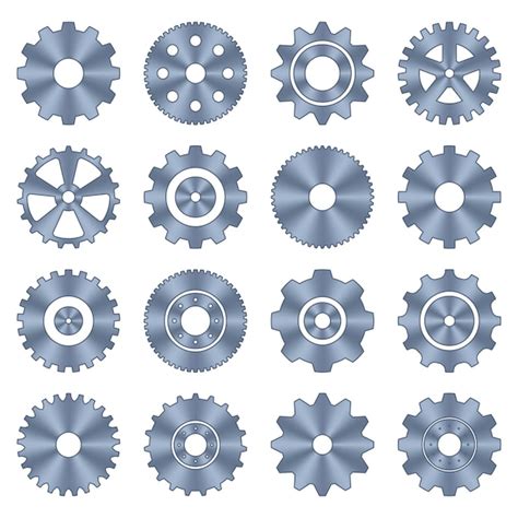 Premium Vector Gear Wheels Set Metal Cogwheels Gear Setting Icon Set