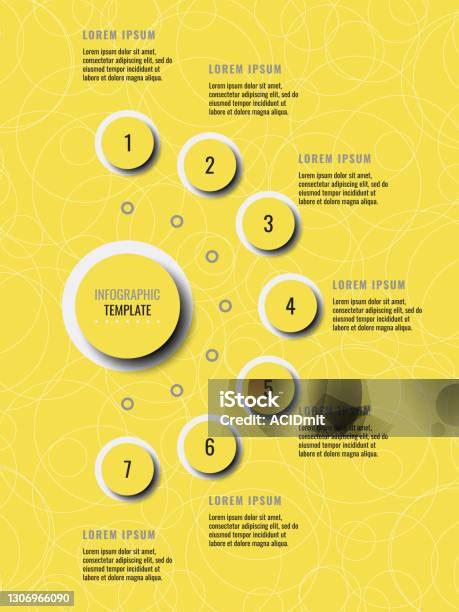 노란색 배경의 7단계 세로 인포그래픽 템플릿 텍스트 상자가 있는 최신 비즈니스 데이터 시각화 벡터 일러스트레이션을 쉽게 편집하고 사용자 정의할 수 있습니다 Eps 10 0