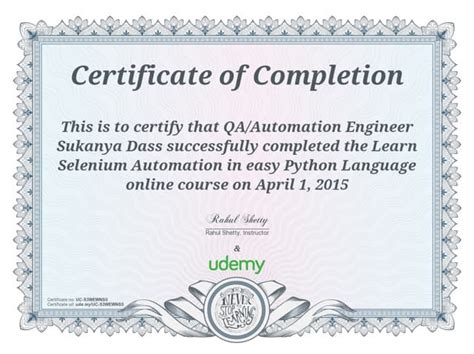 certificate of python with selenium ppt