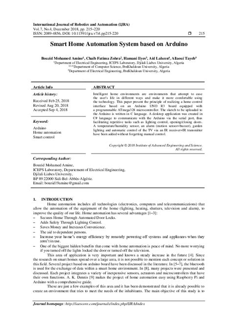 pdf smart home automation system based on arduino