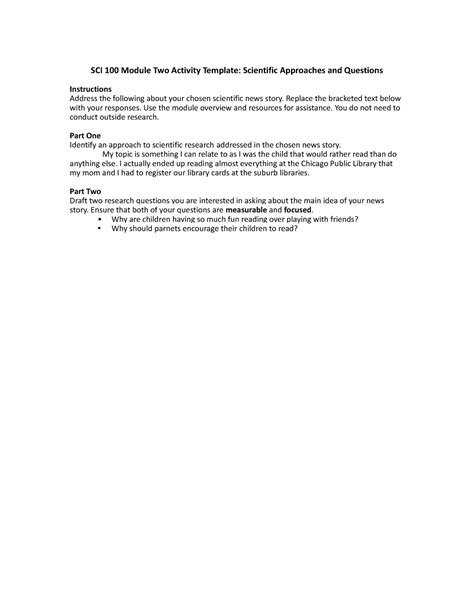 Sci 100 Module Two Activity Template Replace The Bracketed Text Below