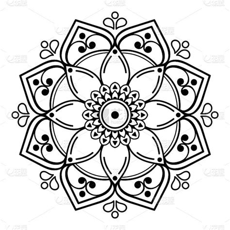 装饰性的圆形装饰，黑白相间，孤立在白色上。很好的节日装饰。适合印刷，激光切割。素材 花瓣网