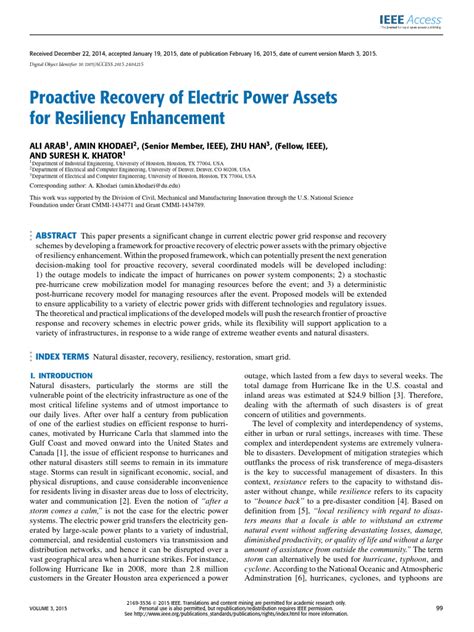 Proactive Recovery Of Electric Power Assets For Resiliency Enhancement Pdf Tropical Cyclones