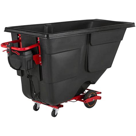 Rubbermaid 2173662 Motorized 10 Cubic Yard Black Rotomolded Tilt Truck Trash Cart 1000 Lb