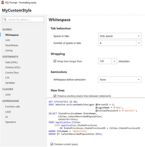 How To Implement A Sql Formatting Standard Using Sql Prompt V8