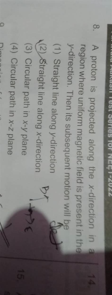 A Proton Is Projected Along The X Direction In A Region Where Uniform Mag