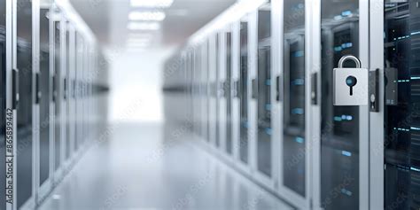 Monitor Server Room Staff With Locked Key Symbol On Computer Screens Concept Server Room