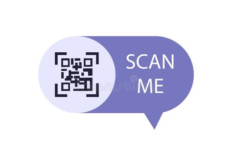 Purple Sticker With Qr Code And Scan Me Text In Shape Of Message Flat Style Stock Vector