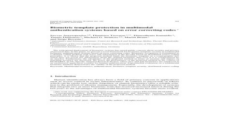 Pdf Biometric Template Protection In Multimodal Authentication Dokumen Tips