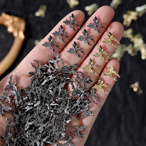 10 шт золотые черные кавайные подвески для ногтей с бабочками сплав Y2k 3d стразы бабочки