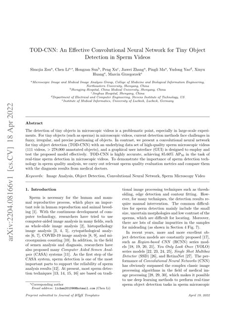 Pdf Tod Cnn An Effective Convolutional Neural Network For Tiny Object Detection In Sperm Videos