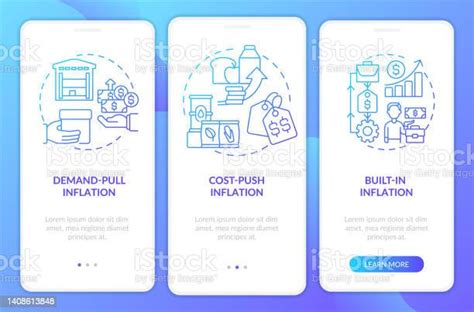 인플레이션 유형 파란색 그라디언트 온보딩 모바일 앱 화면 위기에 대한 스톡 벡터 아트 및 기타 이미지 위기 직업 Brand Name Smart Phone Istock