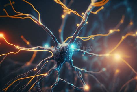 Neurons And Synapses Firing Signals Generative Ai Stock Illustration Illustration Of