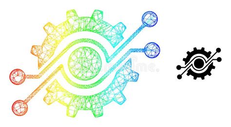 Net Gear Electronic Component Web Mesh Icon With Spectral Gradient Stock Vector Illustration