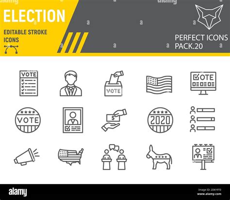 Voting And Election Line Icon Set Vote Collection Vector Sketches Logo Illustrations