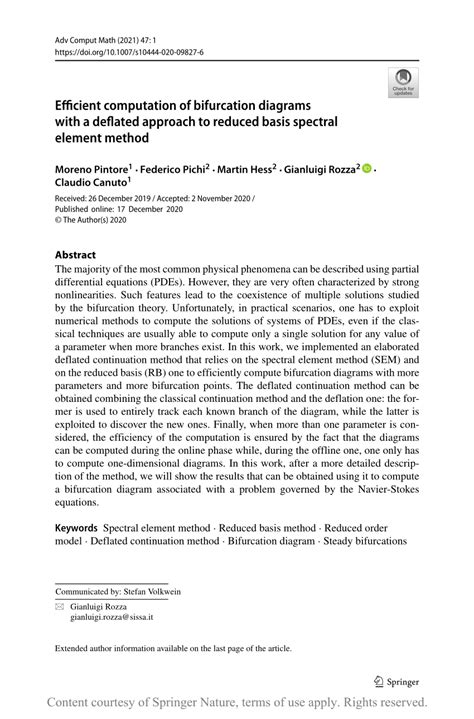Pdf Efficient Computation Of Bifurcation Diagrams With A Deflated Approach To Reduced Basis