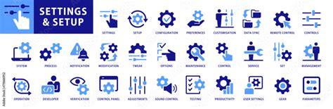 Setup And Settings Vector Icon Set Management Options Configuration