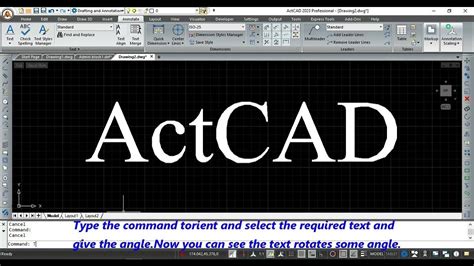 Actcad│how To Rotate Text Using Torient Command In Actcad Youtube