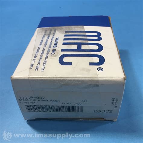 Mac Valves Inc 1111a 037 Control Valve 3way Palm Button Ims Supply