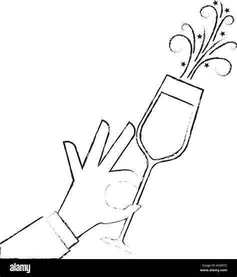 Hand Holding Champagne Glass Cheers Celebration Stock Vector Image