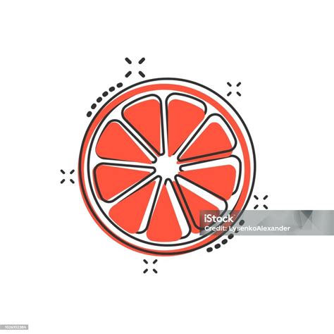 벡터 만화 스타일에서 만화 오렌지 과일 아이콘입니다 오렌지 감귤 류의 개념 그림 그림입니다 열 대 음식 비즈니스 스플래시 효과