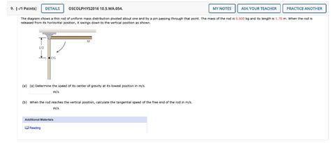 Solved Released From Its Horizontal Position It Swings Down Chegg Com
