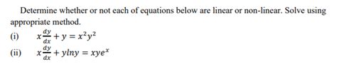 Solved Determine Whether Or Not Each Of Equations Below Are Chegg