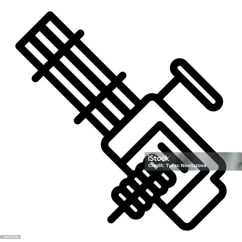 여러 기관총 라인 아이콘입니다 흰색으로 분리된 자동 총 벡터 그림 응용 프로그램을 위해 설계된 무기 개요 스타일 Eps 10 10에 대한 스톡 벡터 아트 및 기타 이미지