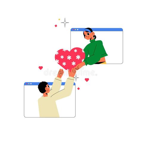 Online Love Connection In Flat Vector Illustration Symbolizing Long