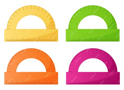 Premium Vector Different Color Protractor Vector Illustration Isolated On White