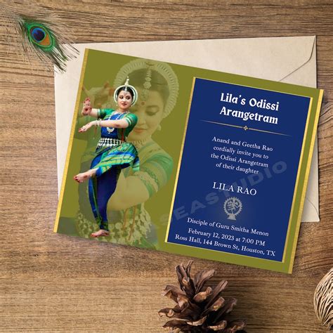 Arangetram Invitation Template Bharatanatyam Arangetram Editable Invite Dance Recital