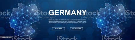 독일 다각형 프로모션 배너입니다 수평 낮은 폴리 포스터 그림입니다 독일 지도 템플릿 그림 개념입니다 3차원 형태에 대한 스톡