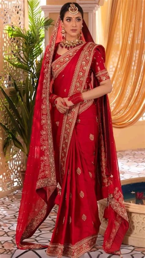Indian Bridal Red Sari Red Saree For Bride Red Bridal Saree Look For