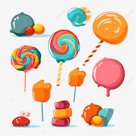 Candies Clipart Sweets Vector Set On White Background Cartoon Cartoon Clipart Background