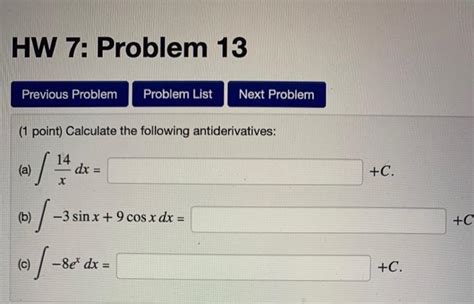 Solved Hw 7 Problem 13 Previous Problem Problem List Next