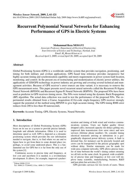 Pdf Recurrent Polynomial Neural Networks For Enhancing Performance Of Gps In Electric Systems