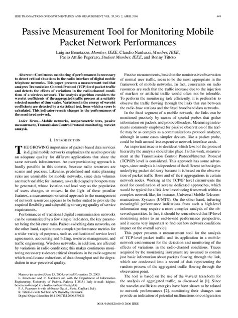 Pdf Passive Measurement Tool For Monitoring Mobile Packet Network Performances