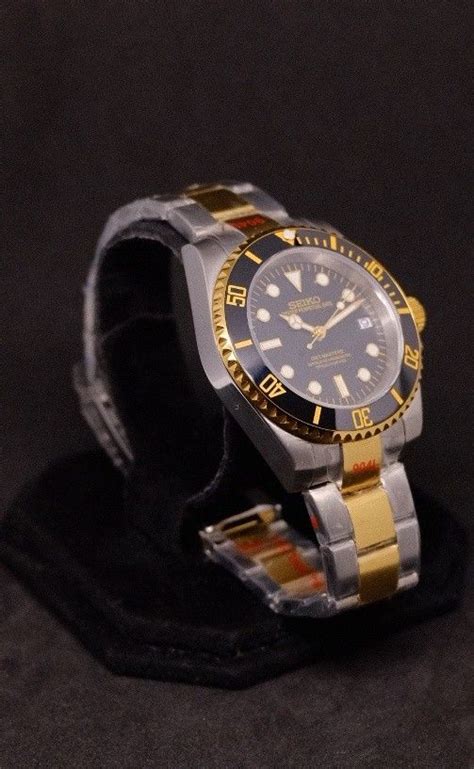 Seiko Mod Submariner Gold Black Two Tone Luxury Watches On Carousell