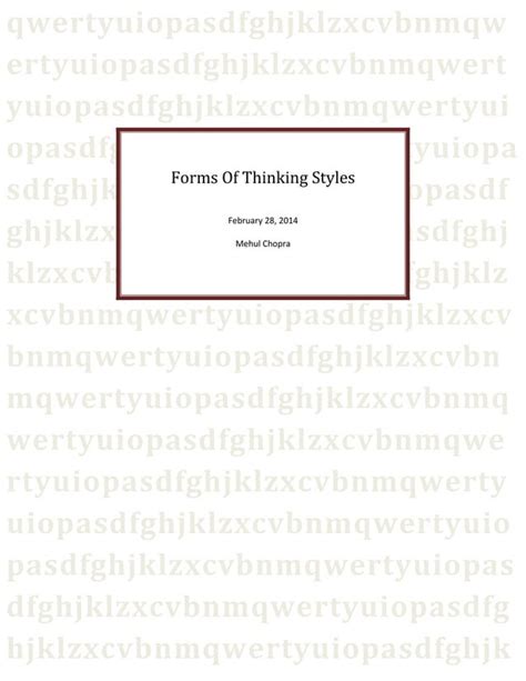 Forms Of Thinking Styles Docx Science