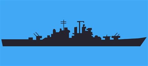 실루엣 군함 구축함 벡터 일러스트 레이 션 프리미엄 벡터