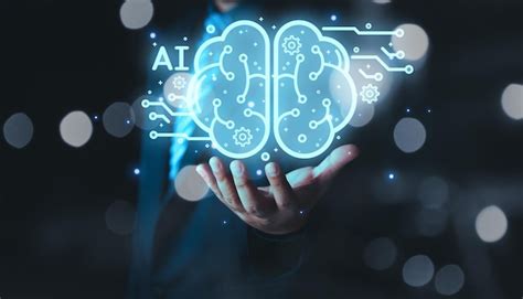 Premium Photo Businessman Holding Brain Of Ai Symbolic Machine