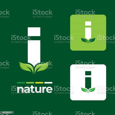 편지 I 일러스트 템플릿에 설정된 녹색 잎 로고 아이콘은 에코 및 바이오 로고를위한 요소를 남깁니다 0명에 대한 스톡 벡터 아트