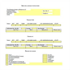 10 Free Employee Status Change Forms Templates Word Excel Templates